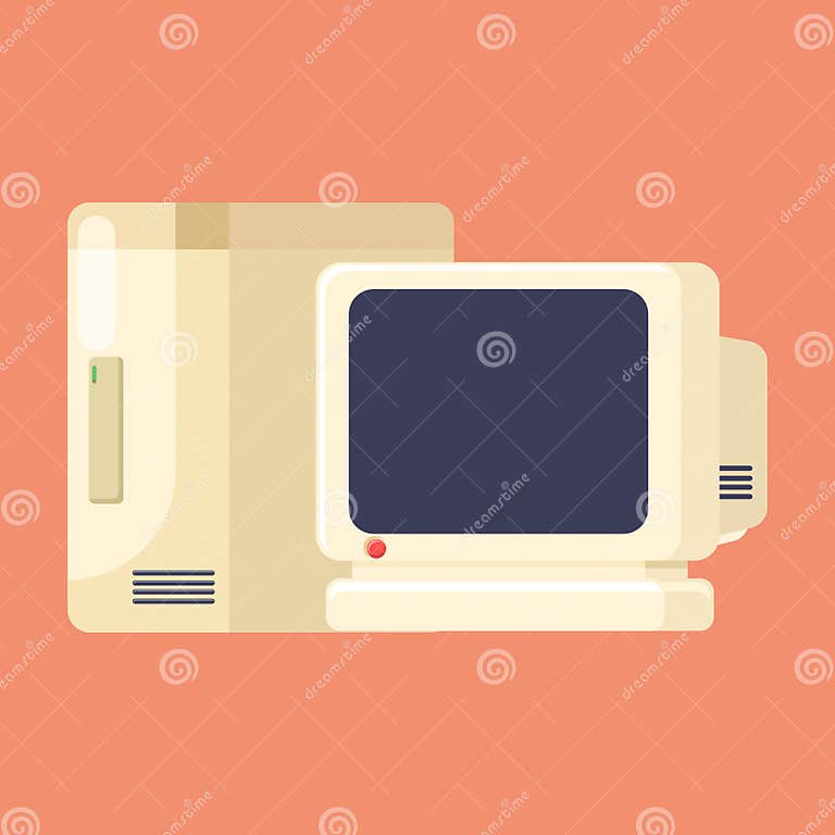 Flat Illustration Old Computer Style, Old School Style, Pc Desktop ...