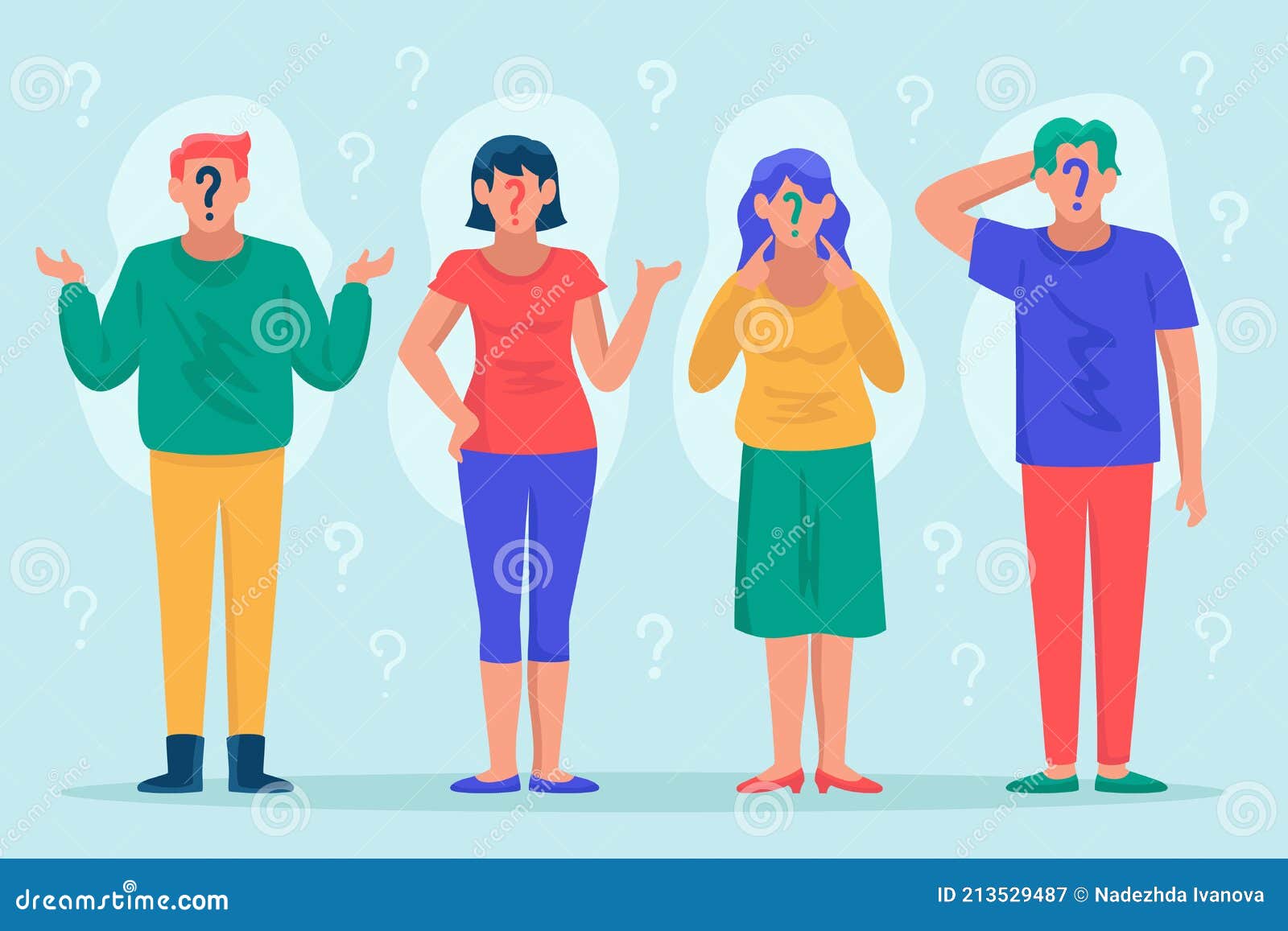 Flat Illustration People Asking Questions Vector Illustration. Stock ...