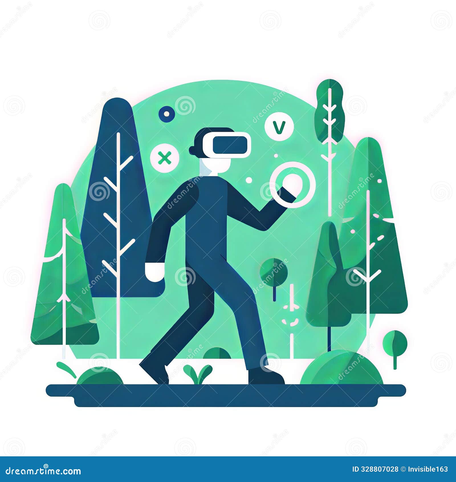 Virtual Forest Exploration. Stock Illustration - Illustration of trees ...