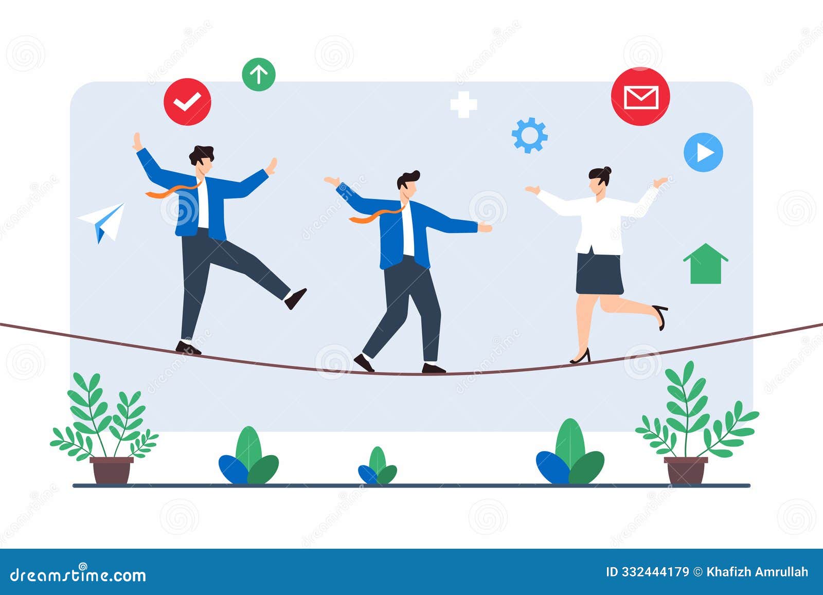 Flat Of Risk Management,Young Man Stand On The Unsteadily`s Word Risk ...