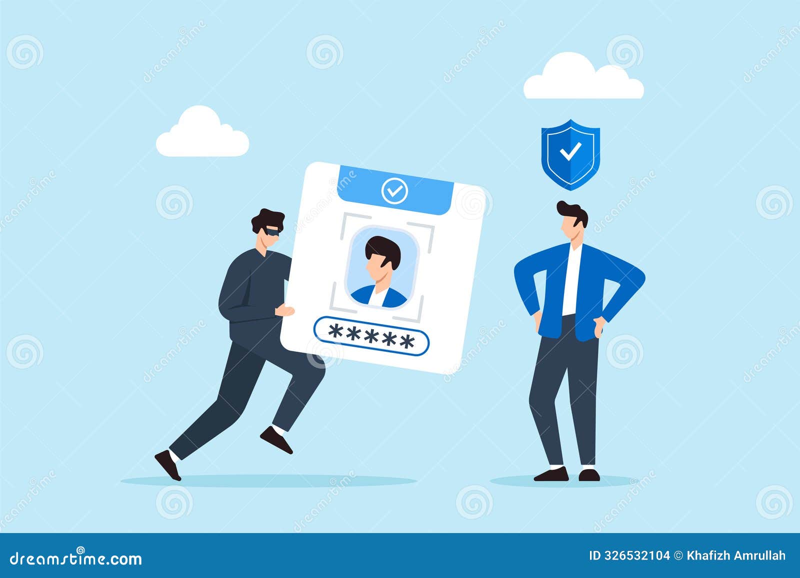 Flat Illustration of Security Guard Protecting Against Identity Theft ...