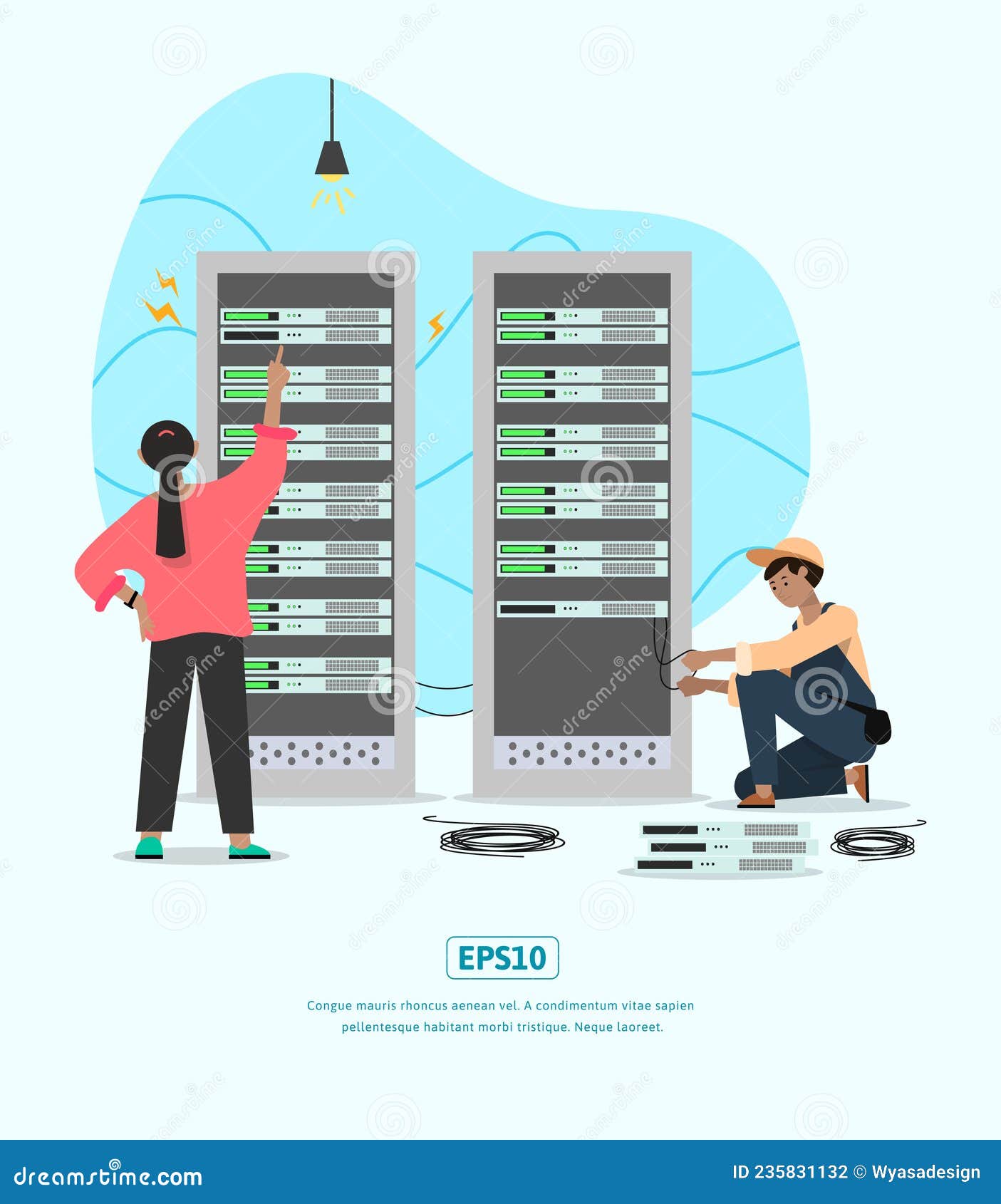 Flat Illustration, Server Error, Server Maintenance Stock Vector ...