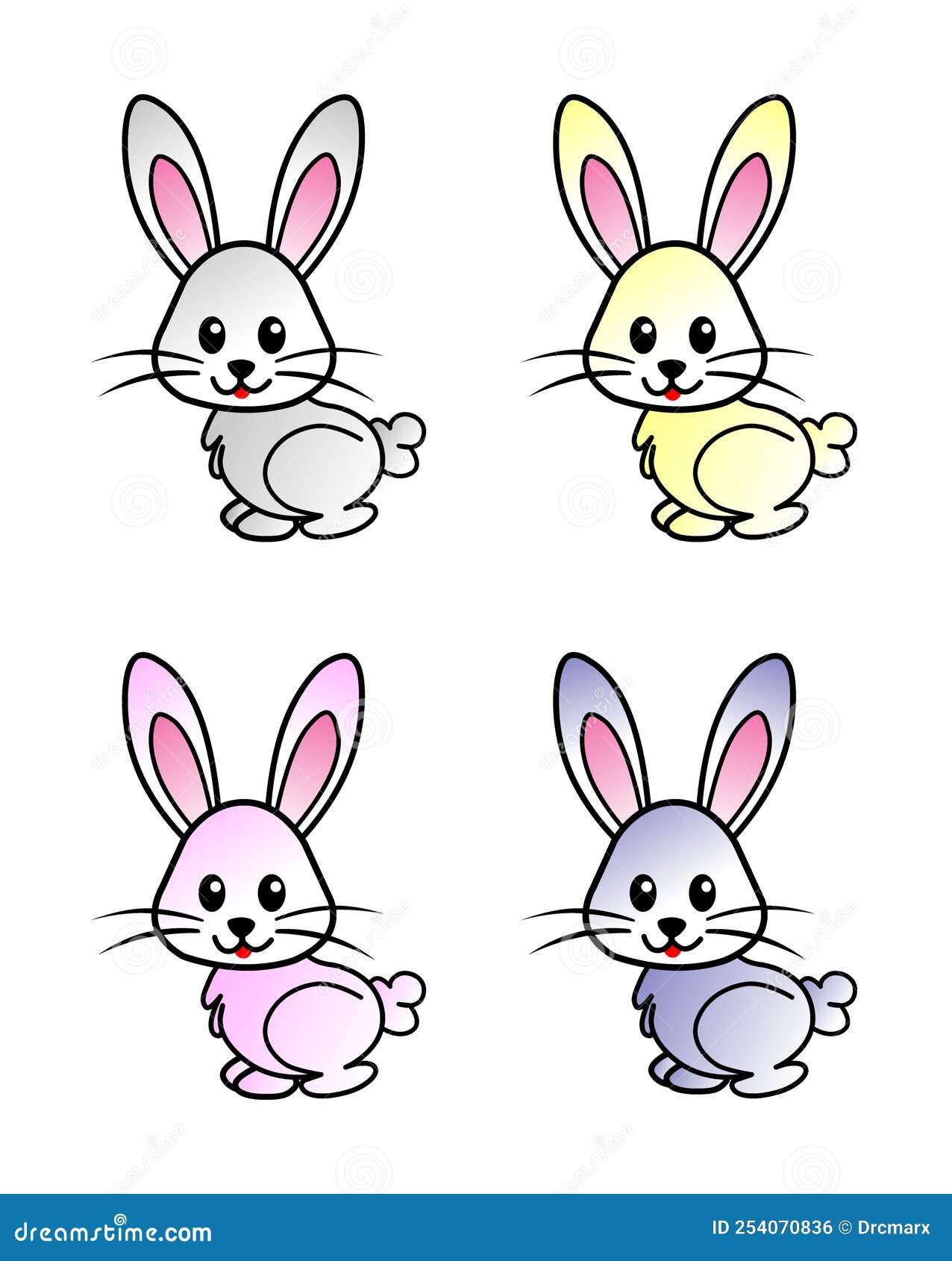 A Flat Illustration of a Set of 4 Rabbits Stock Illustration ...