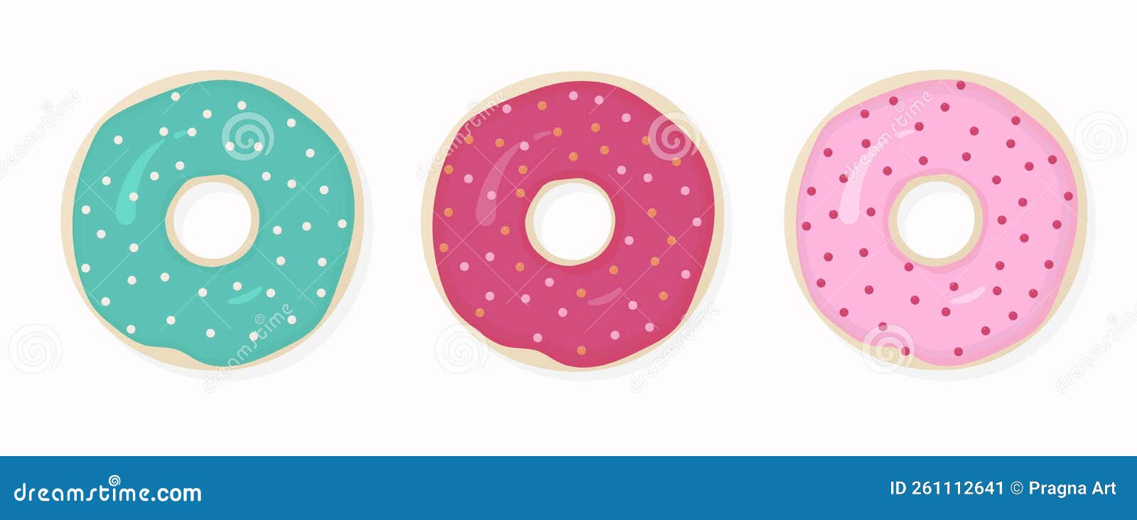 Flat Illustration with Three Donuts Stock Vector - Illustration of ...