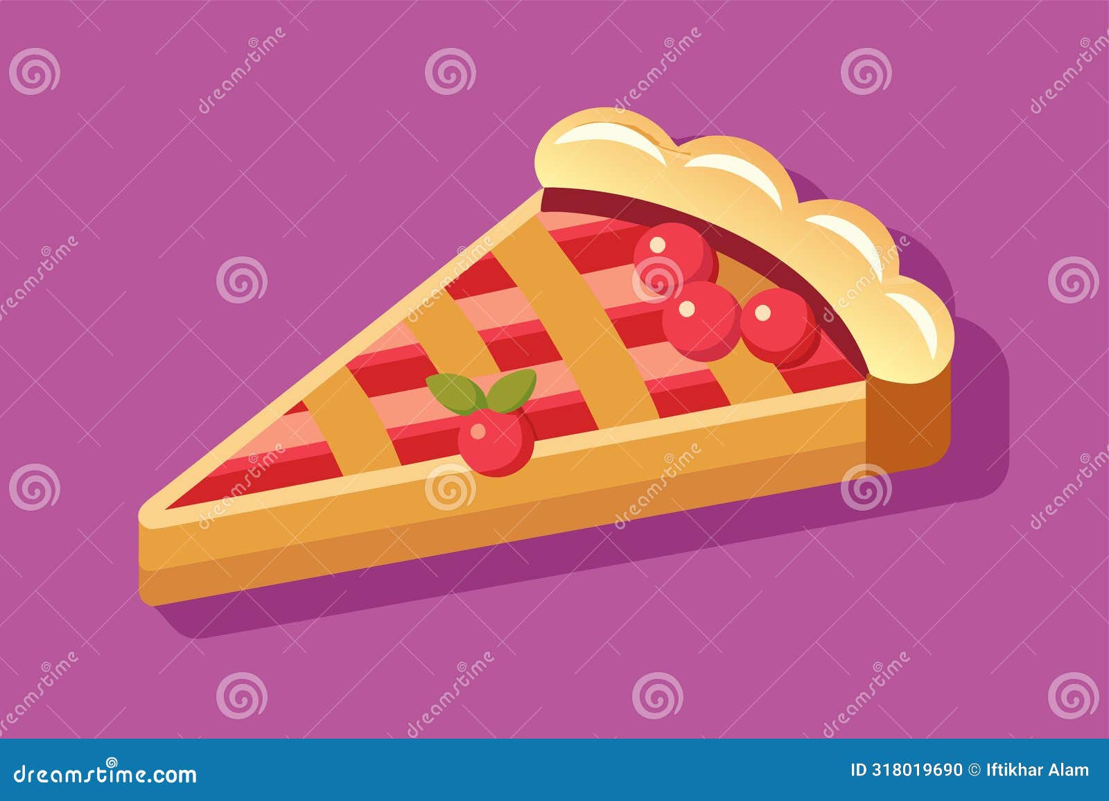 A Flat Illustration of a Slice of Cherry Pie Topped with Vibrant Red ...
