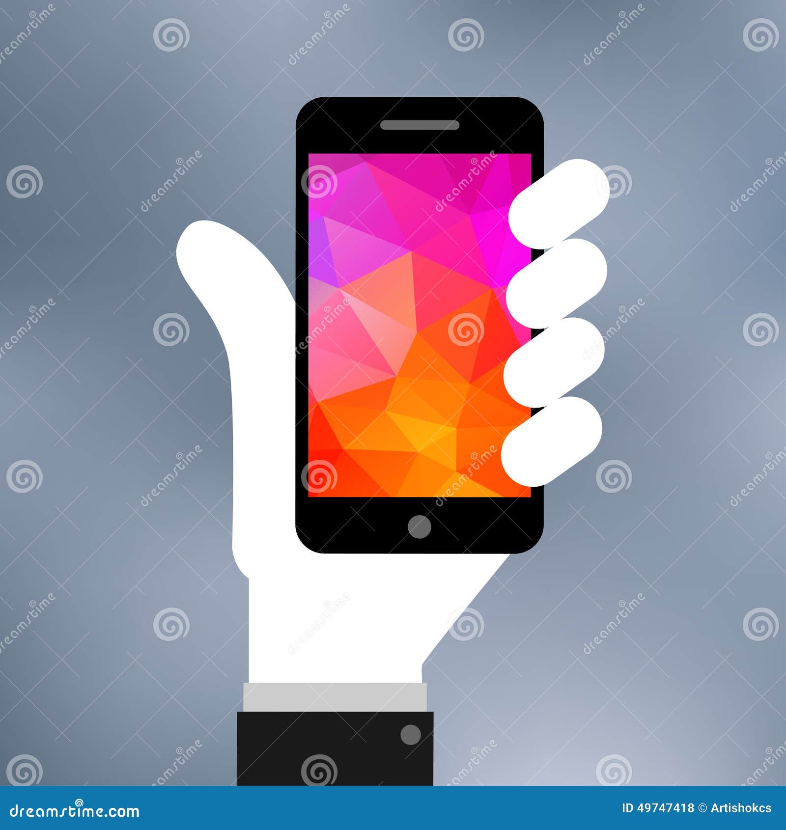 Flat Illustration of Smartphone on Hand Icon Stock Vector ...