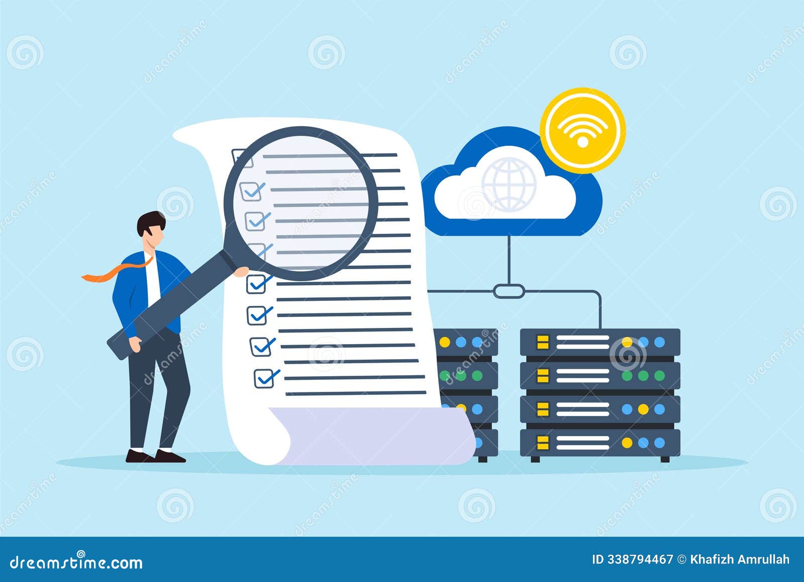 Flat Illustration of System Administrator Performing Security Audit on ...