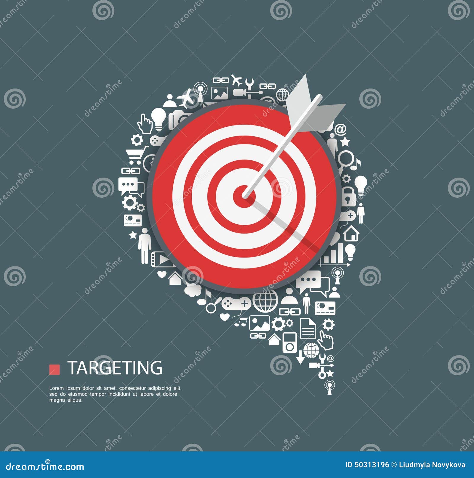 Flat Illustration of Targeting with Icons Stock Vector - Illustration ...