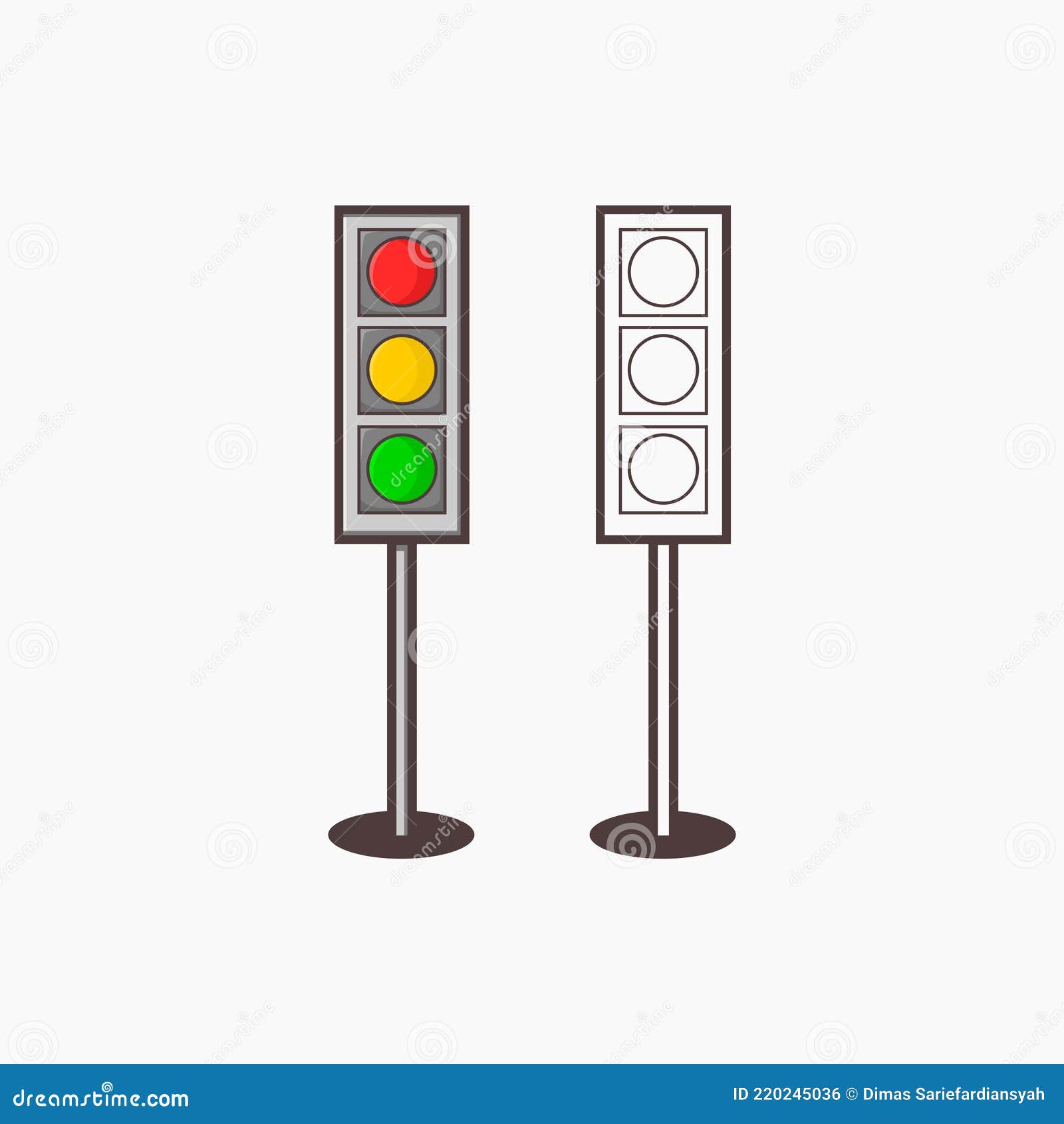 Flat Illustration Traffic Light Icon with Simple Shadow Stock Vector ...