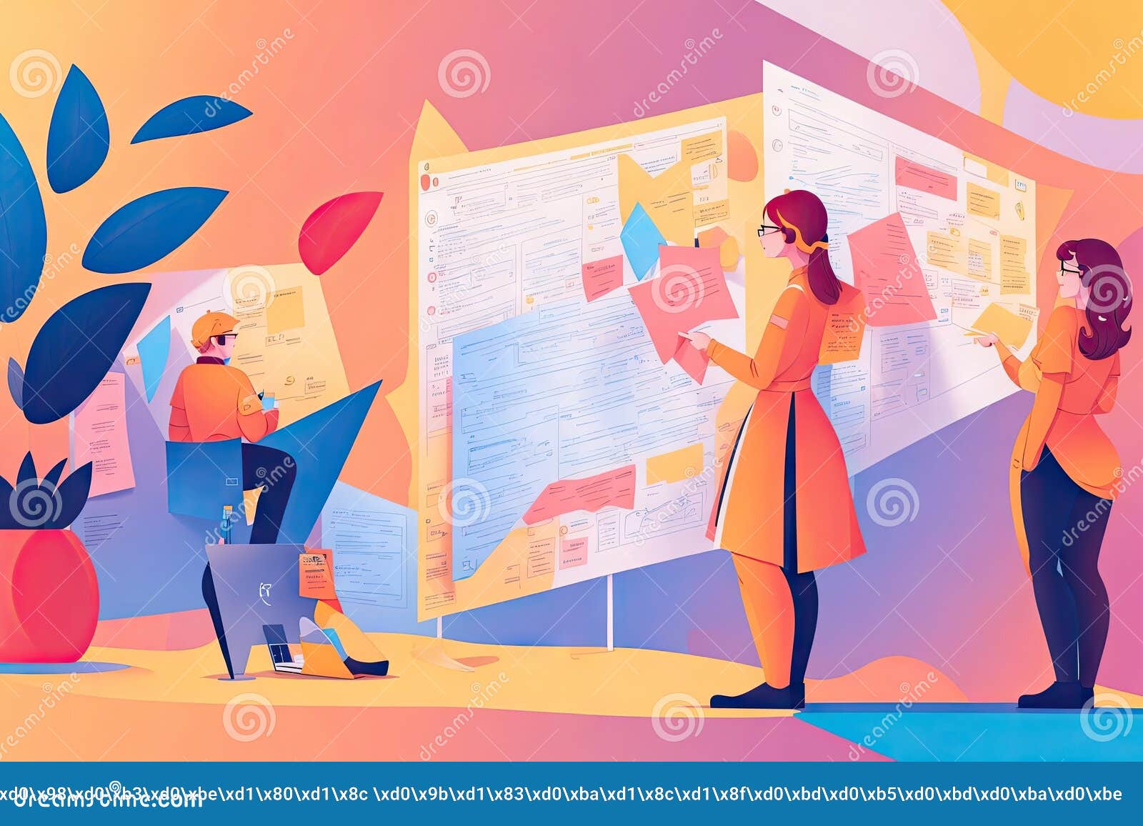 Flat Illustration of a UX Research Team Analyzing. Ai Generative Stock ...