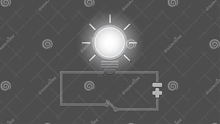 Of Direct Current Circuit Diagram with Light Bulb, Switch on Stock ...