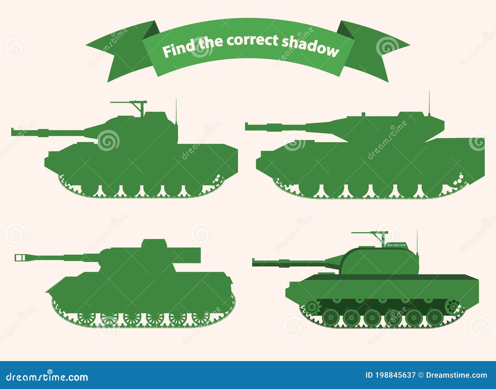 Find the Correct Shadow Tank.Educational Game for Children Military ...