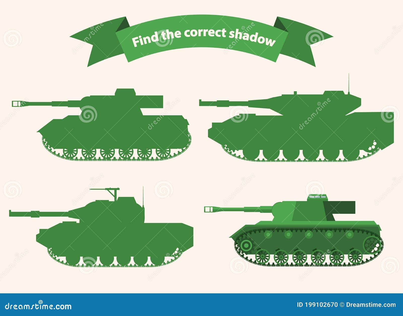 Find the Correct Shadow Tank.Educational Game for Children Military ...