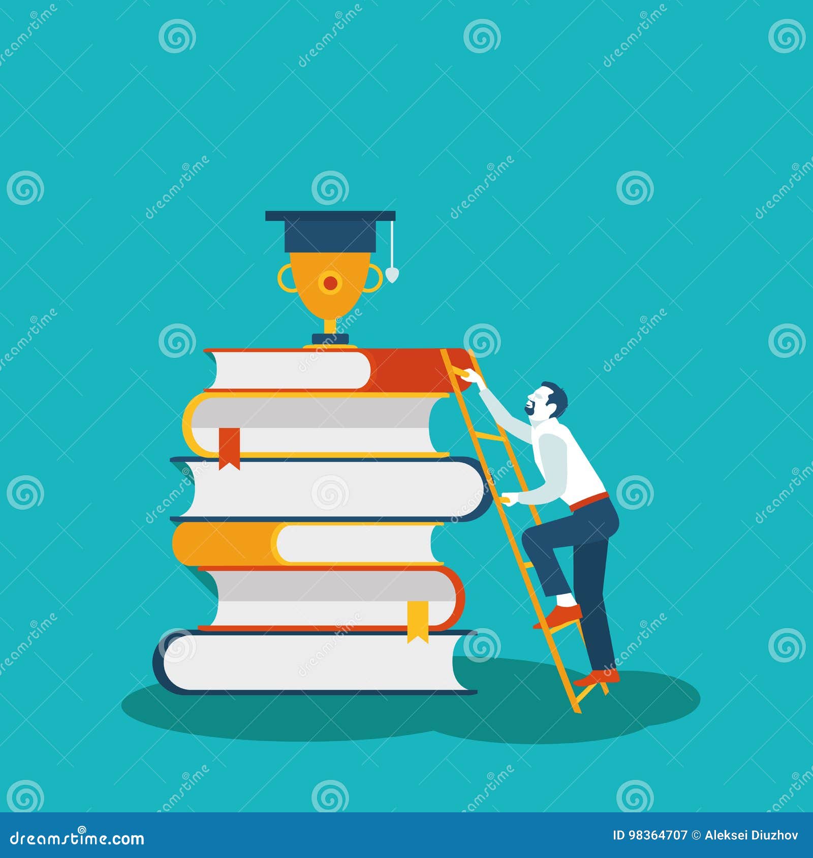 Flat Illustration is the Way To Knowledge Stock Vector - Illustration ...
