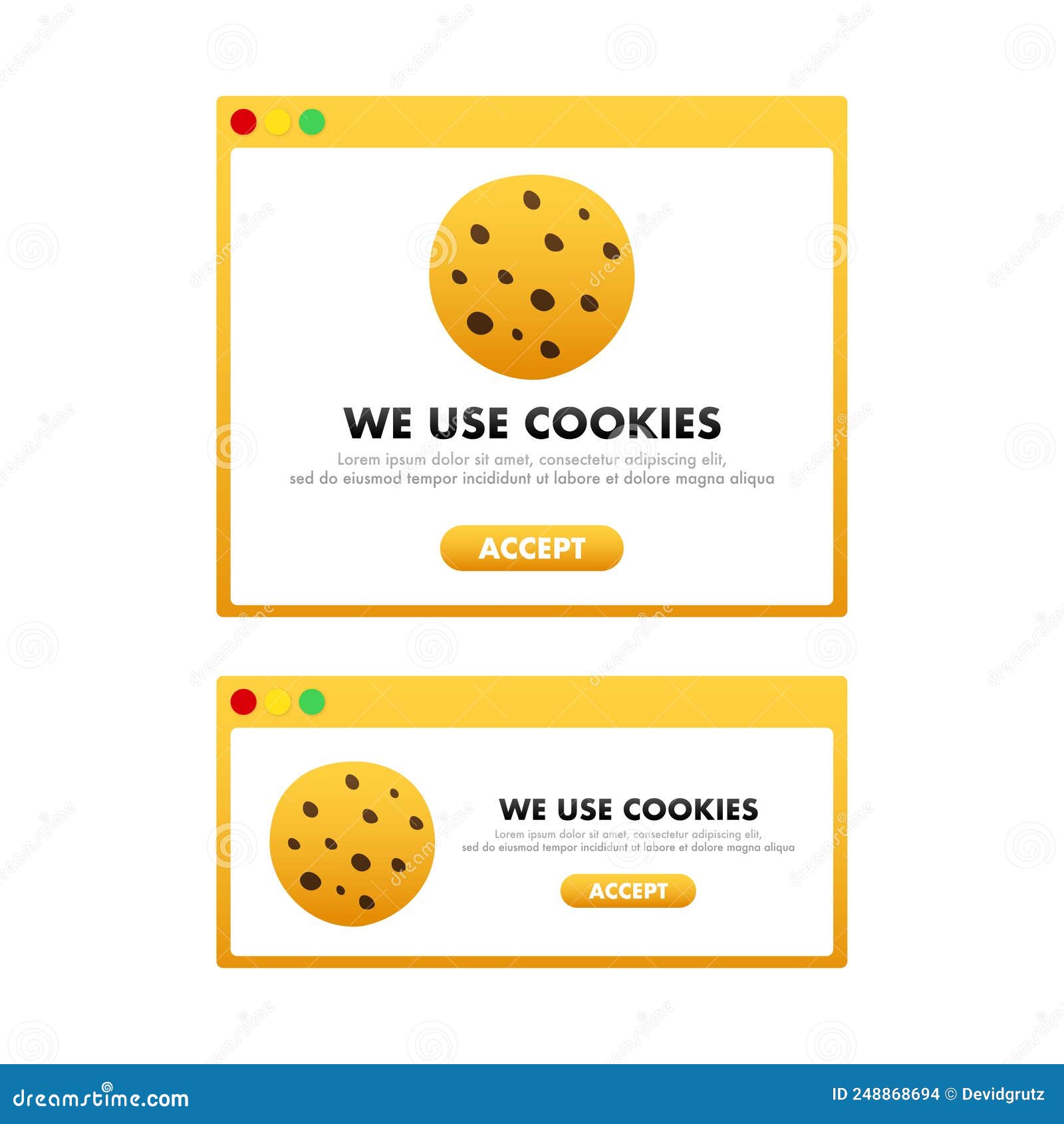 Flat Illustration With Website Accept Cookies Computer For Banner ...