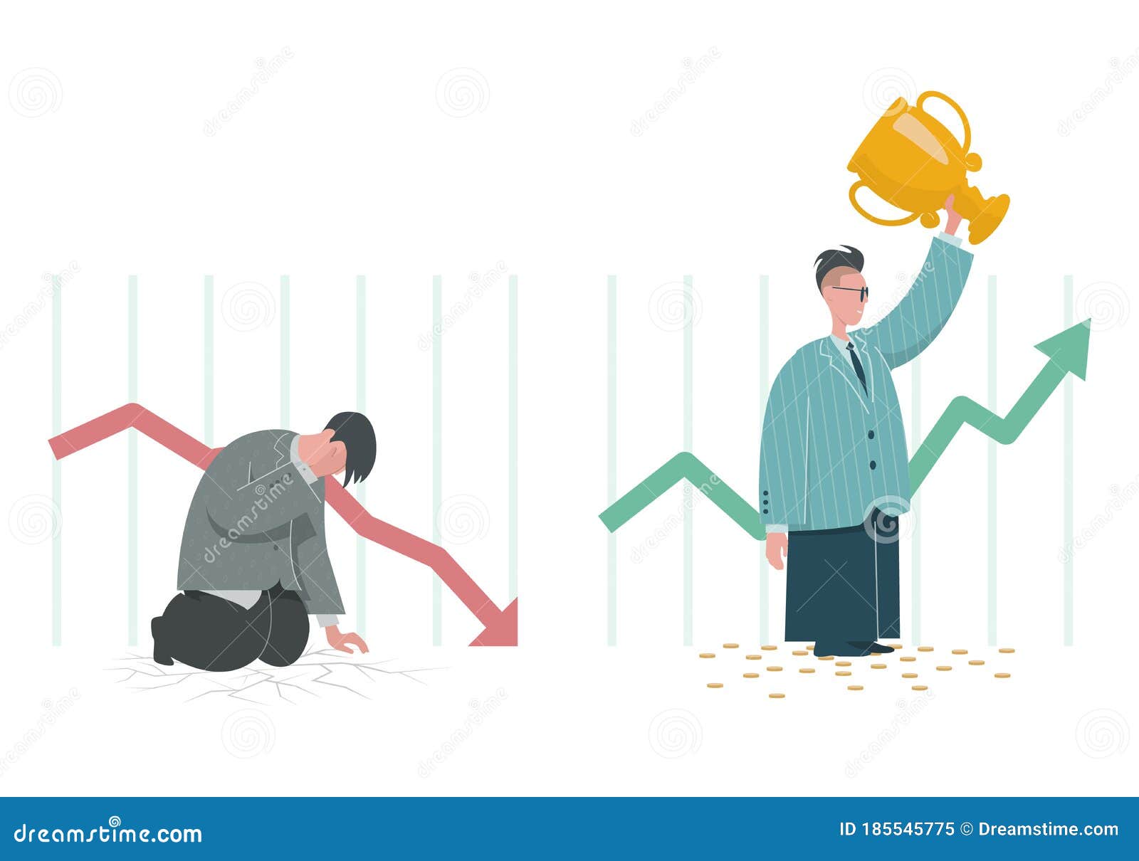 Flat Illustration with Winner and Loser Businessman Stock Vector ...