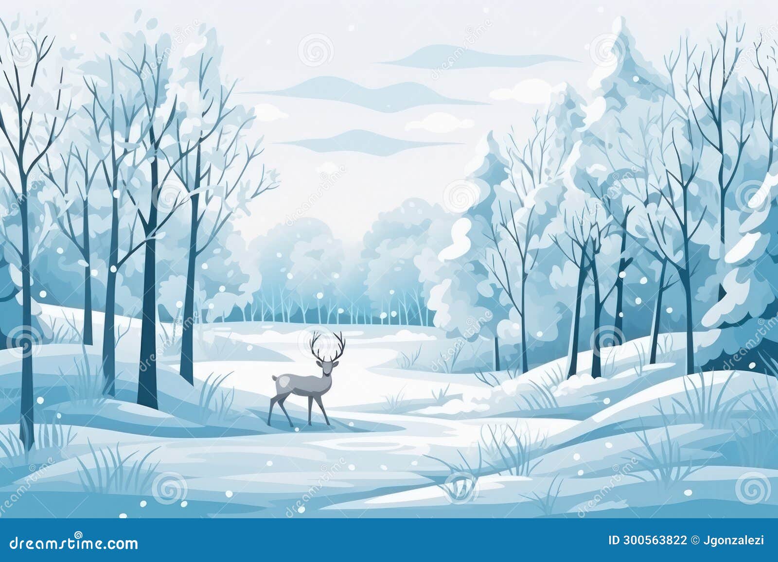 Flat Illustration of Winter Snow Landscape. Winter Concept Stock ...