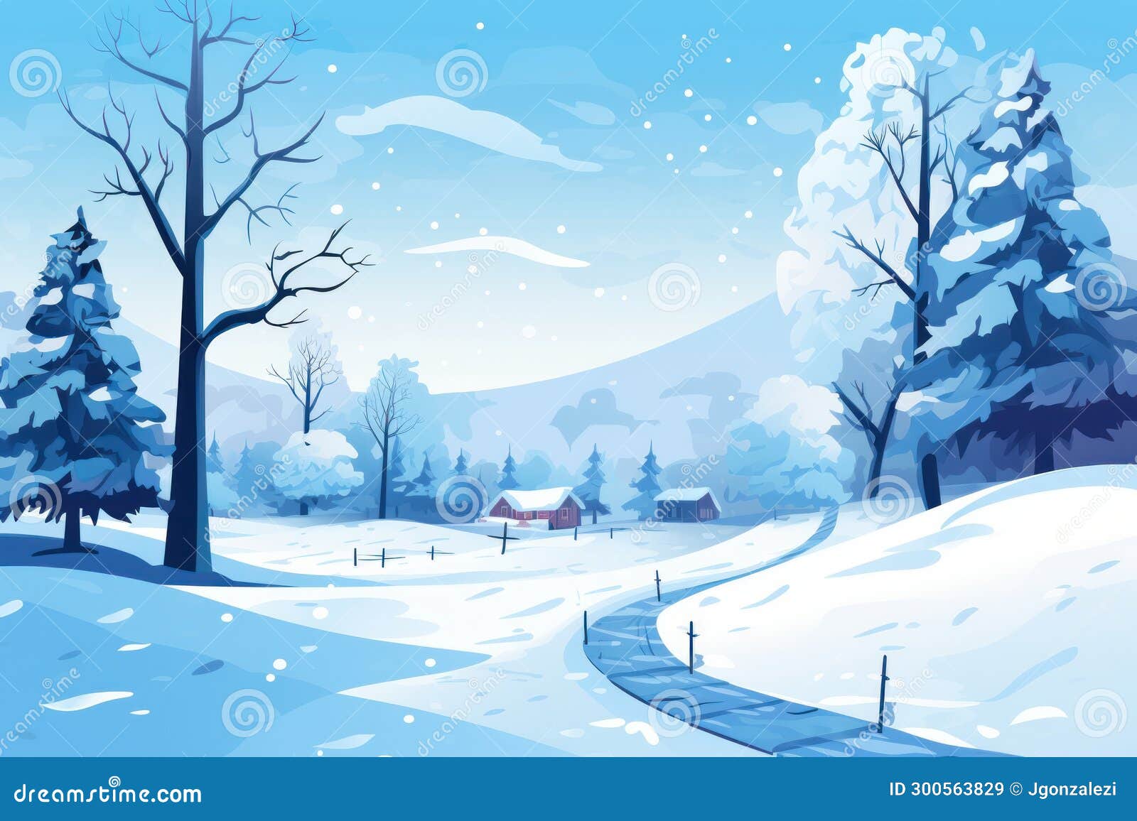Flat Illustration of Winter Snow Landscape. Winter Concept Stock ...