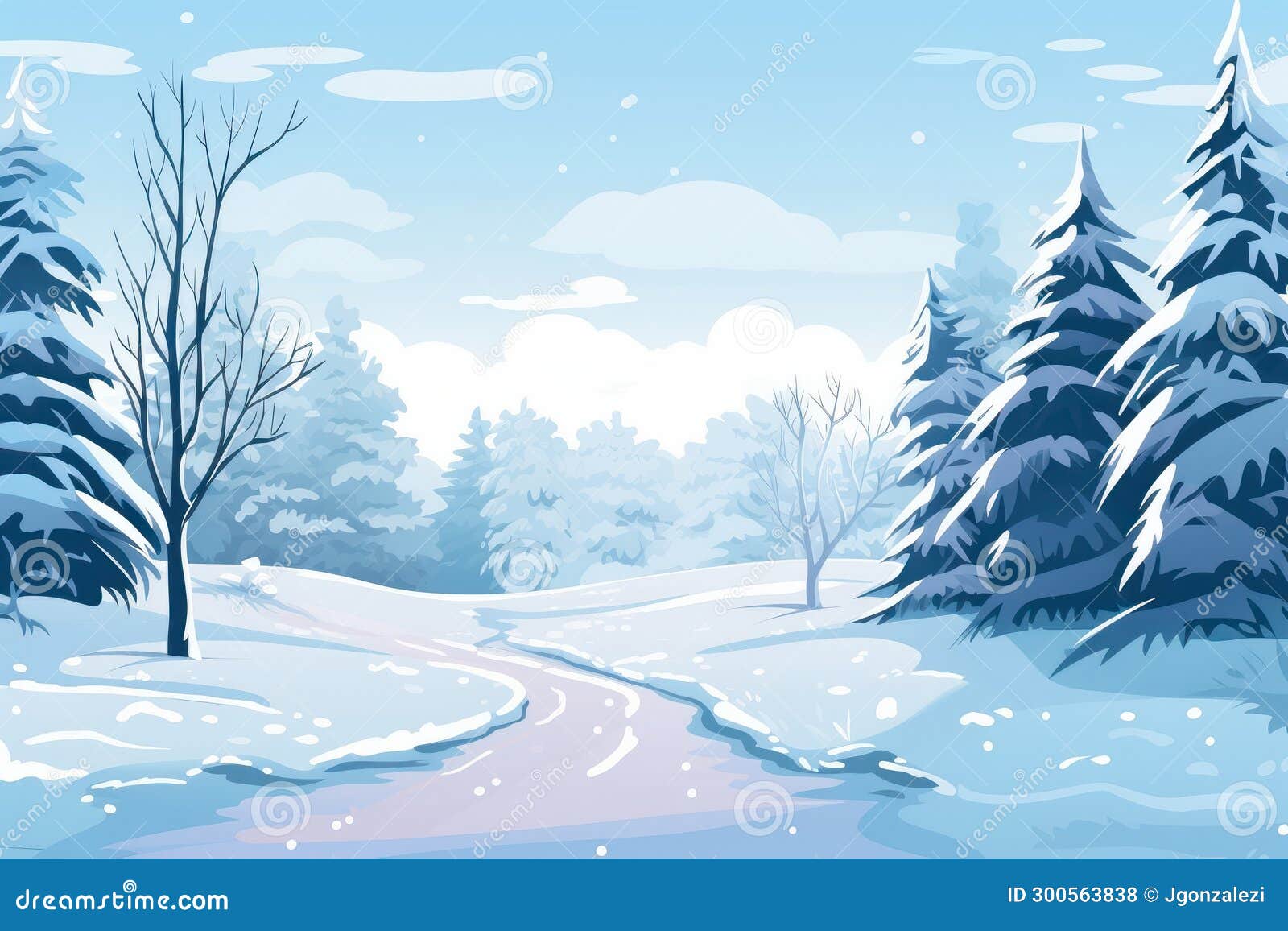 Flat Illustration of Winter Snow Landscape. Winter Concept Stock ...