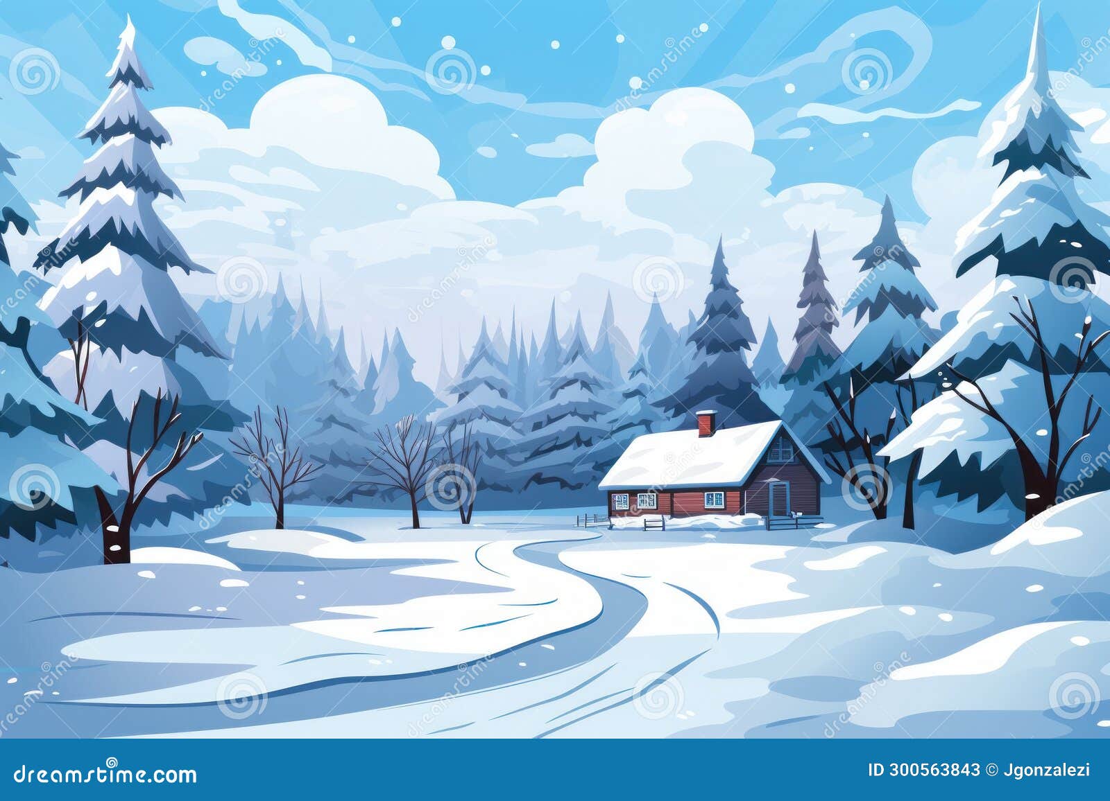 Flat Illustration of Winter Snow Landscape. Winter Concept Stock ...