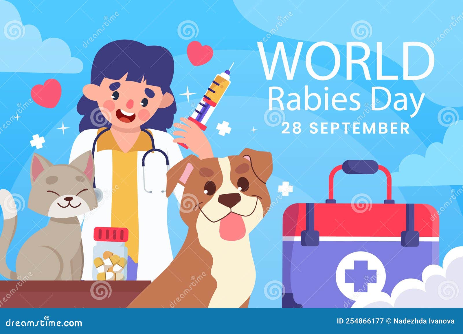 World Rabies Day, Idea For Banner, Poster Or Themed Flyer, Animal Paw ...