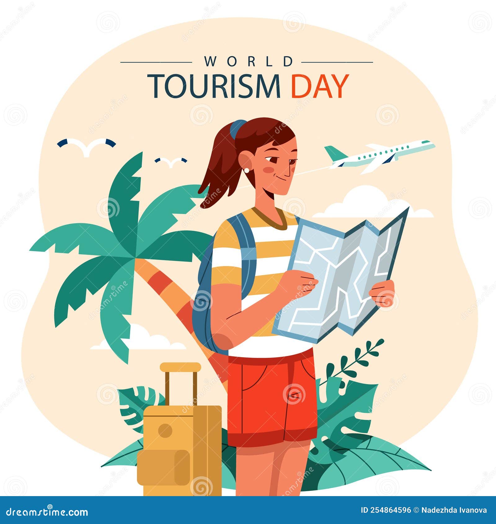 Flat Illustration for World Tourism Day Celebration Vector Illustration ...