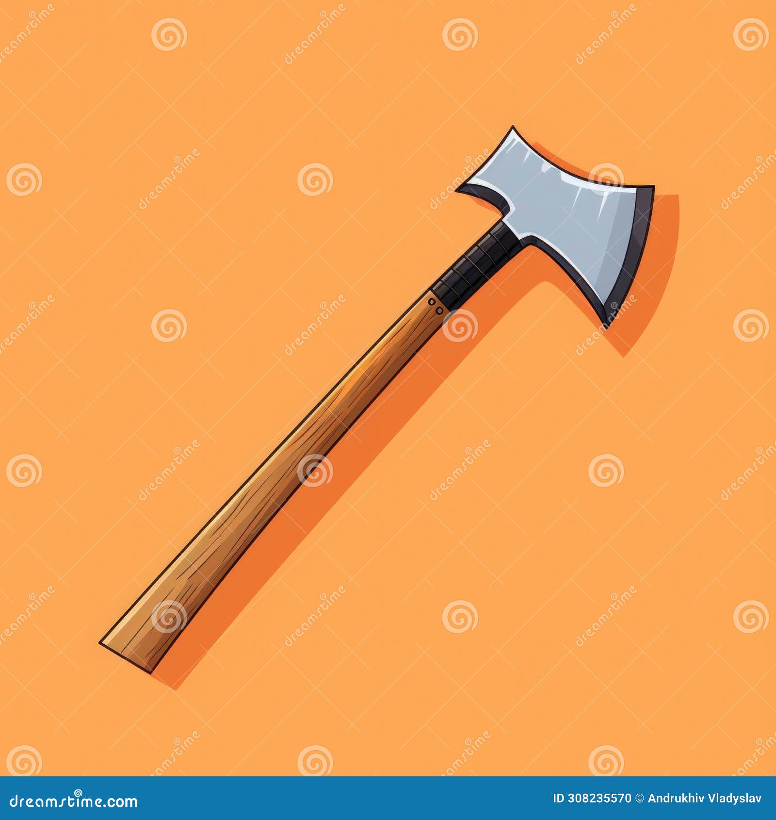 Flat Image of an Axe on an Orange Background. Simple Vector Image of an ...
