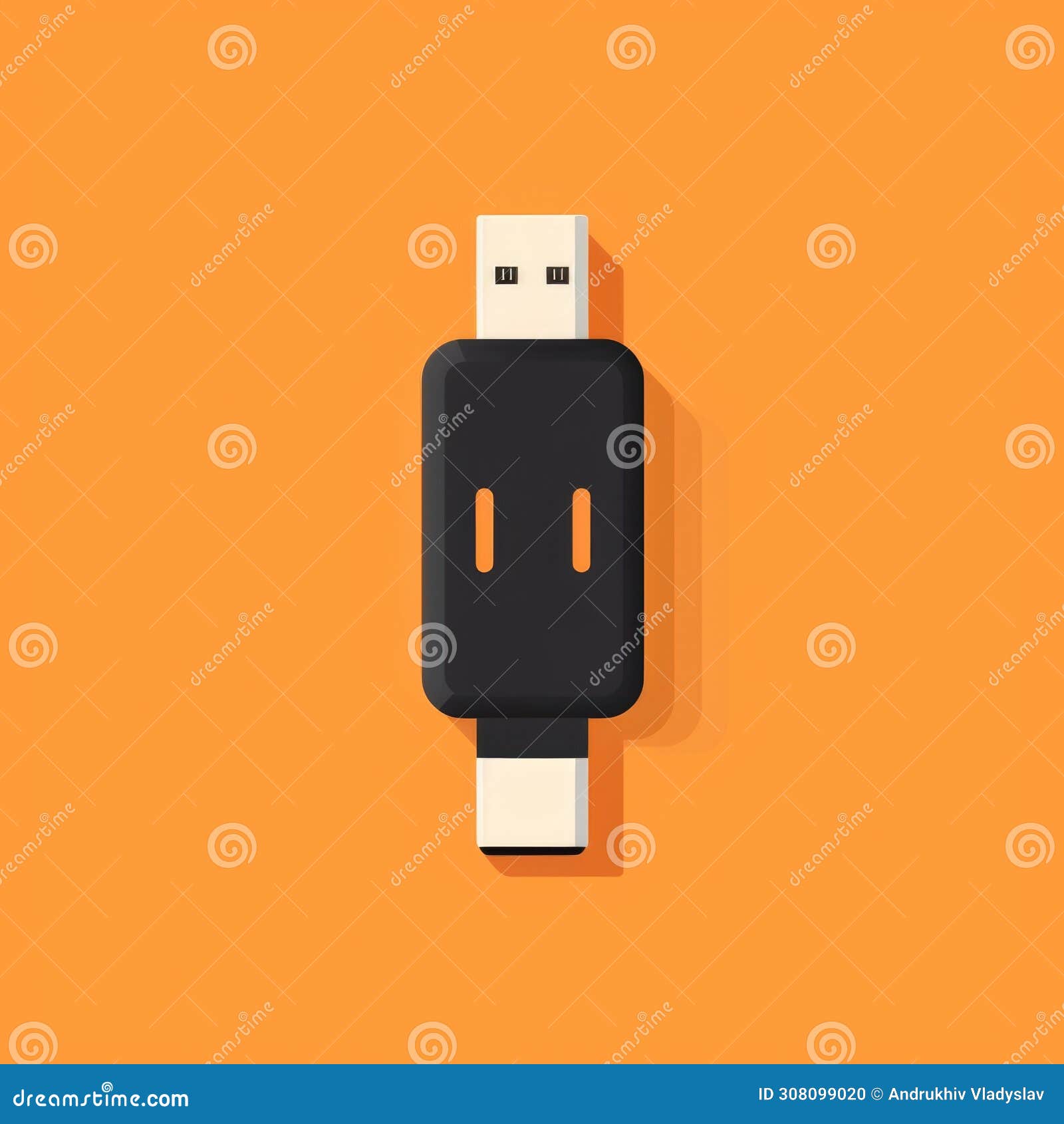 Flat Image of a Bluetooth Adapter on an Orange Background. Simple ...