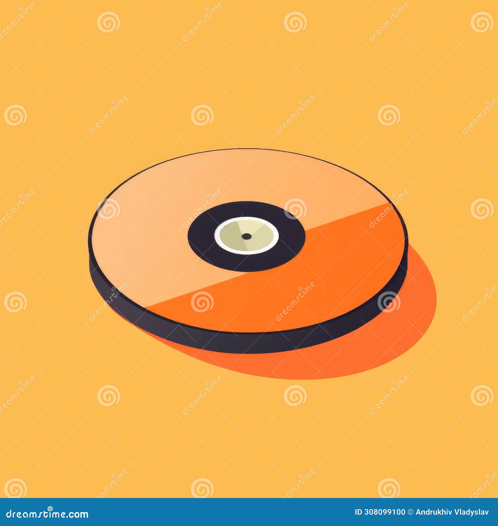 Flat Image of a CD on an Orange Background. Simple Vector Icon of an ...