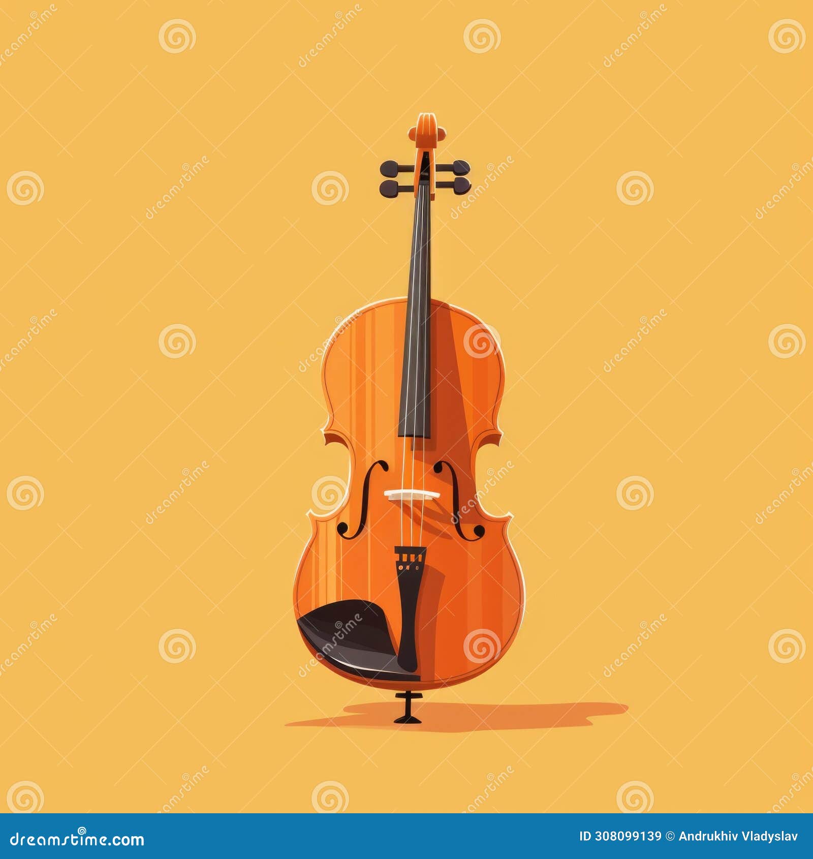 Flat Image of a Cello on an Orange Background. Simple Vector Image of a ...