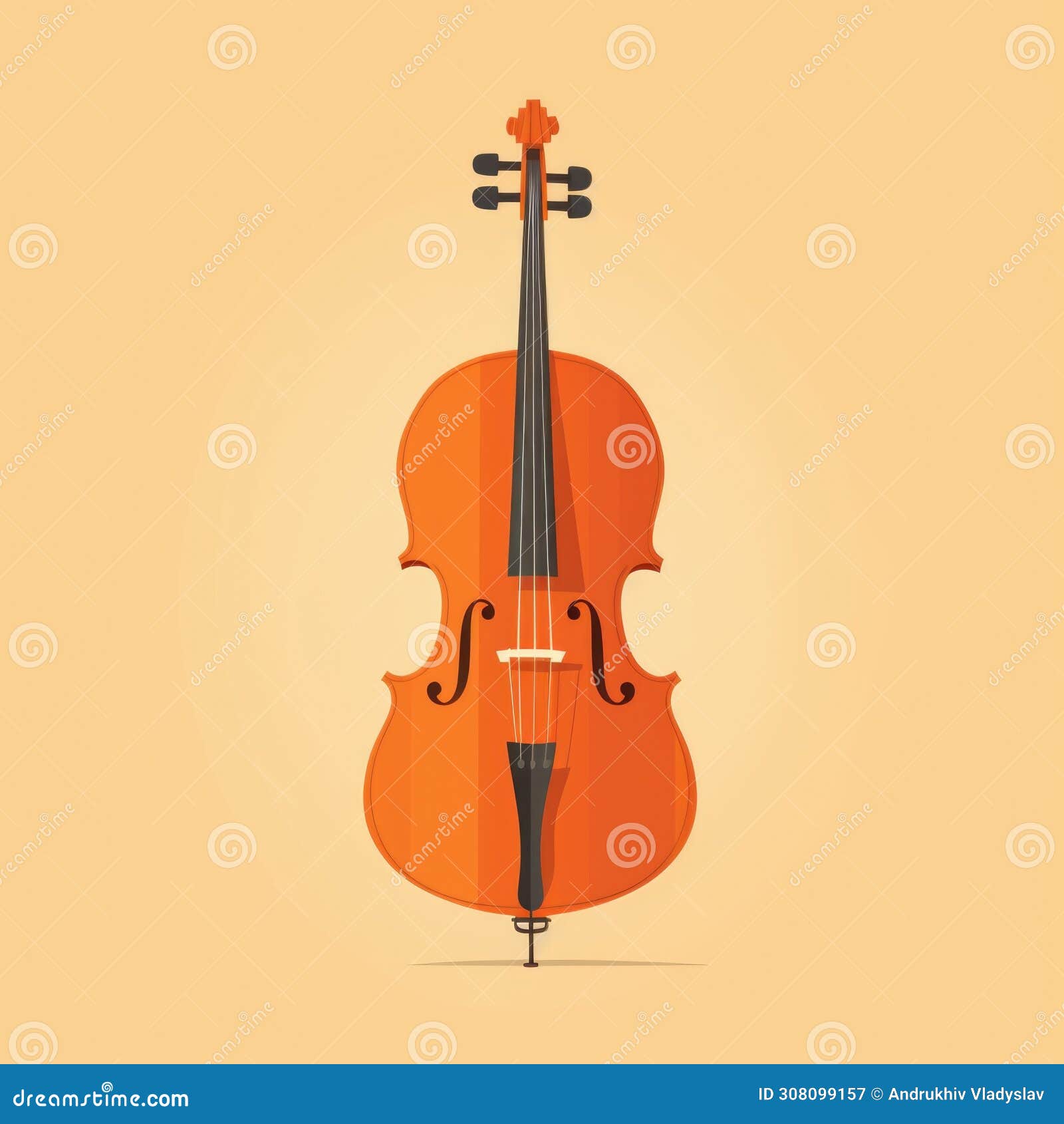 Flat Image of a Cello on an Orange Background. Simple Vector Image of a ...