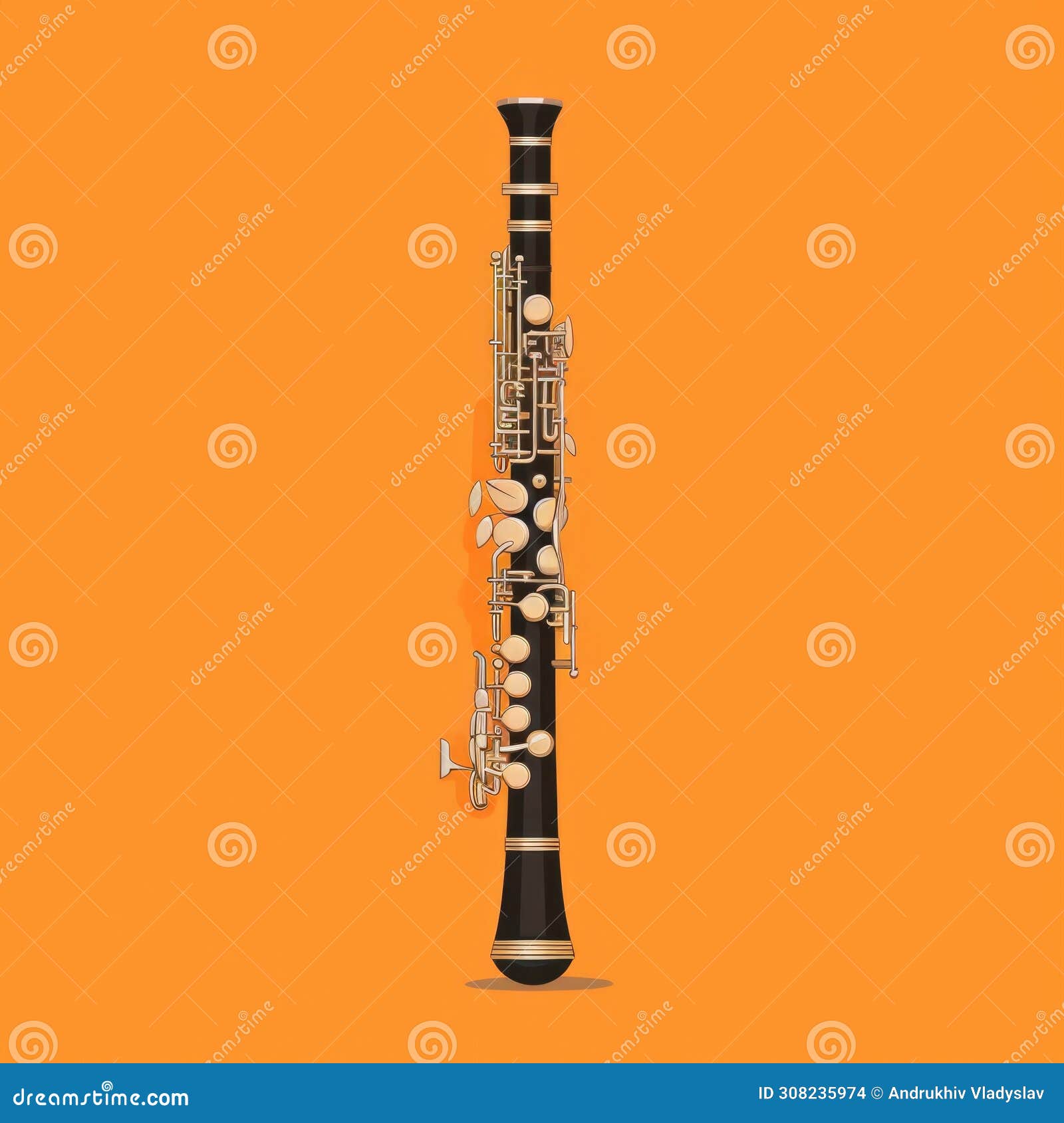 Flat Image of Clarinet on Orange Background. Simple Vector Image of a ...