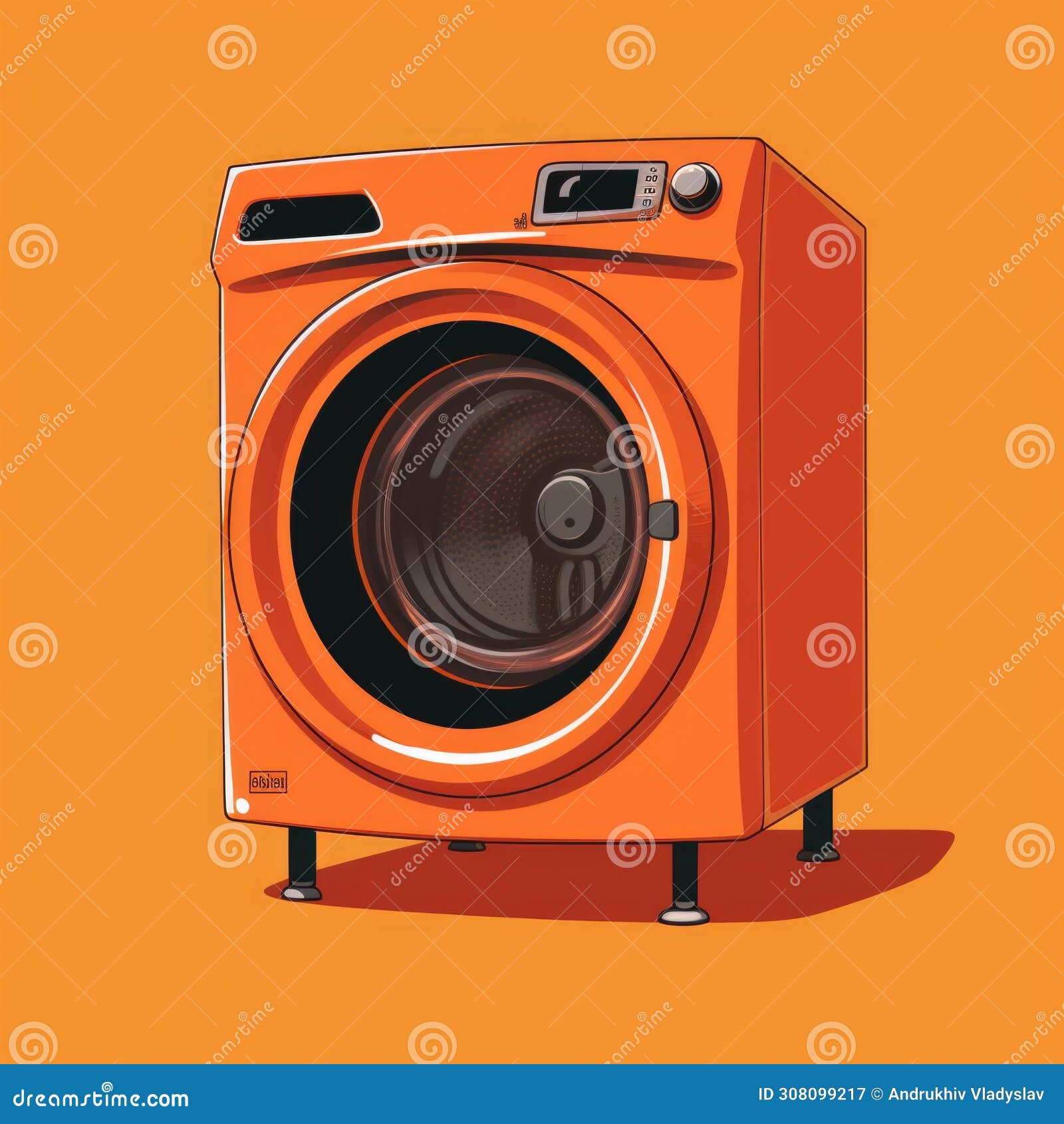 Flat Image of a Clothes Dryer on an Orange Background. Simple Vector ...