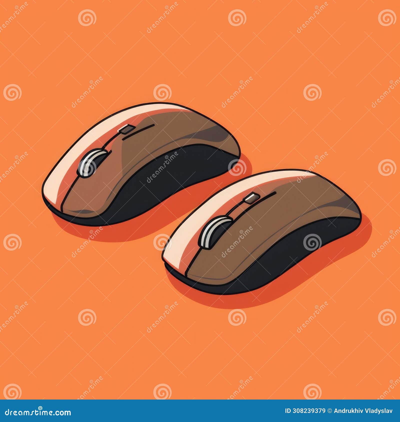 Flat Image of Computer Mice on Orange Background. Simple Vector Icon of ...