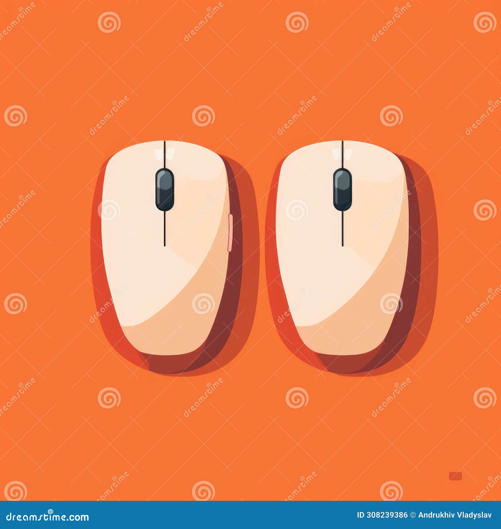 Flat Image of Computer Mice on Orange Background. Simple Vector Icon of ...