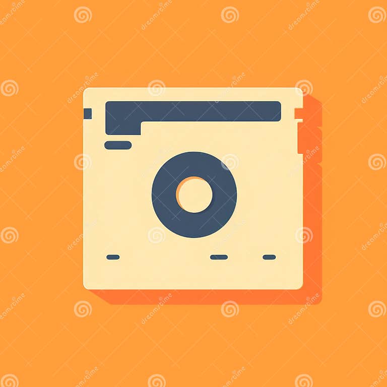 Flat Image of a Floppy Disk on an Orange Background. Simple Vector Icon of a Floppy Disk ...