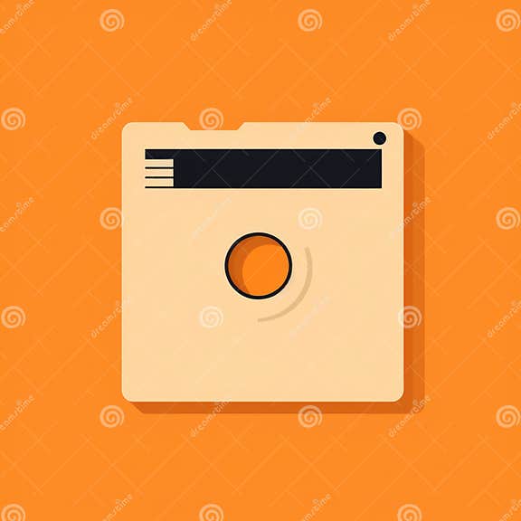 Flat Image of a Floppy Disk on an Orange Background. Simple Vector Icon of a Floppy Disk ...