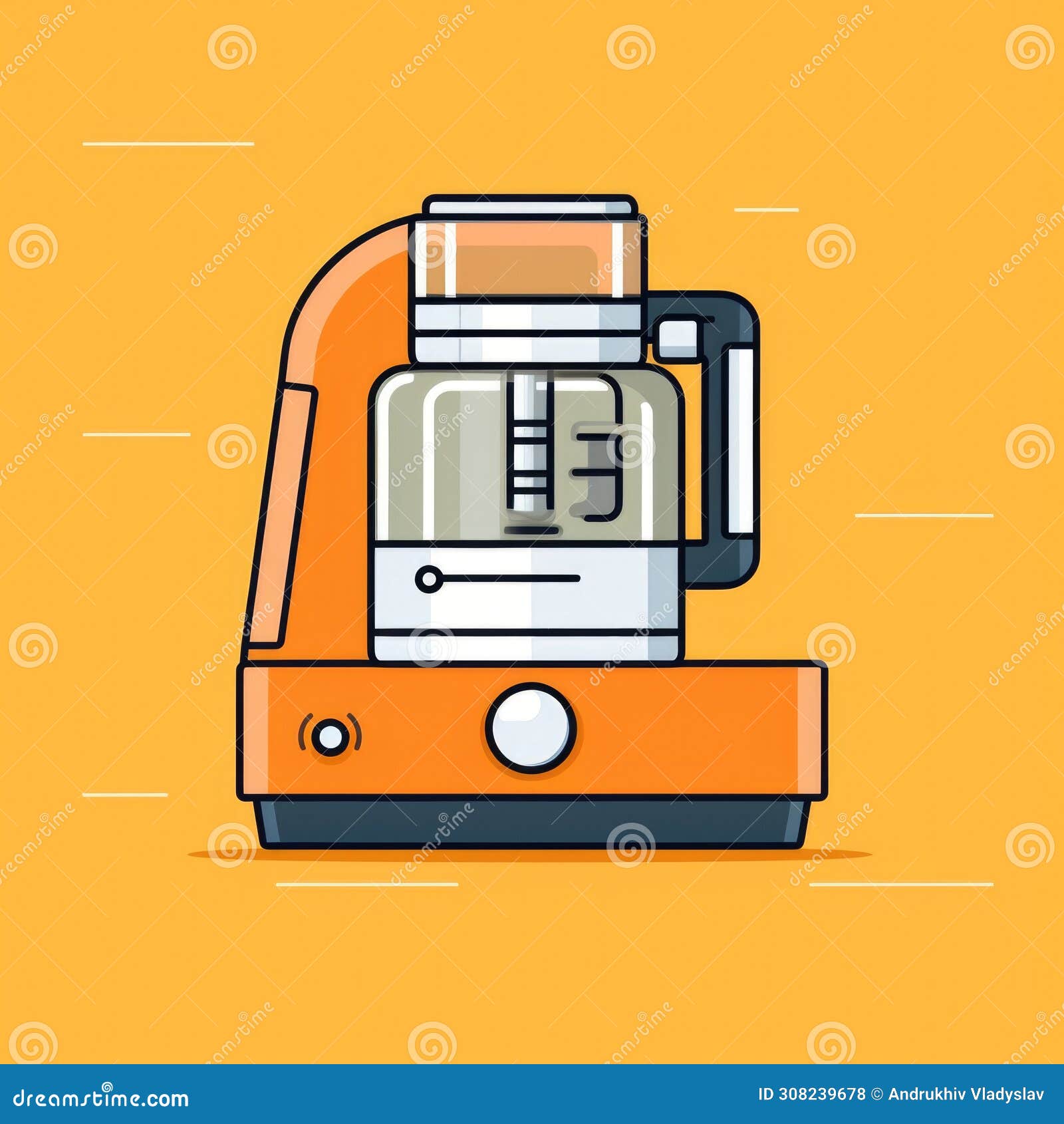 Flat Image of Food Processor on Orange Background. Simple Vector Icon ...