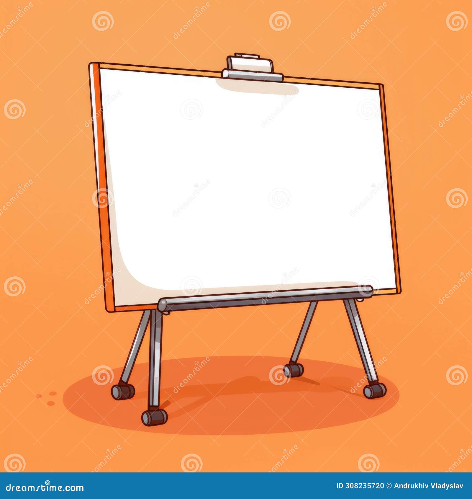 Flat Image of an Interactive Whiteboard on an Orange Background. Simple Vector Icon of an ...