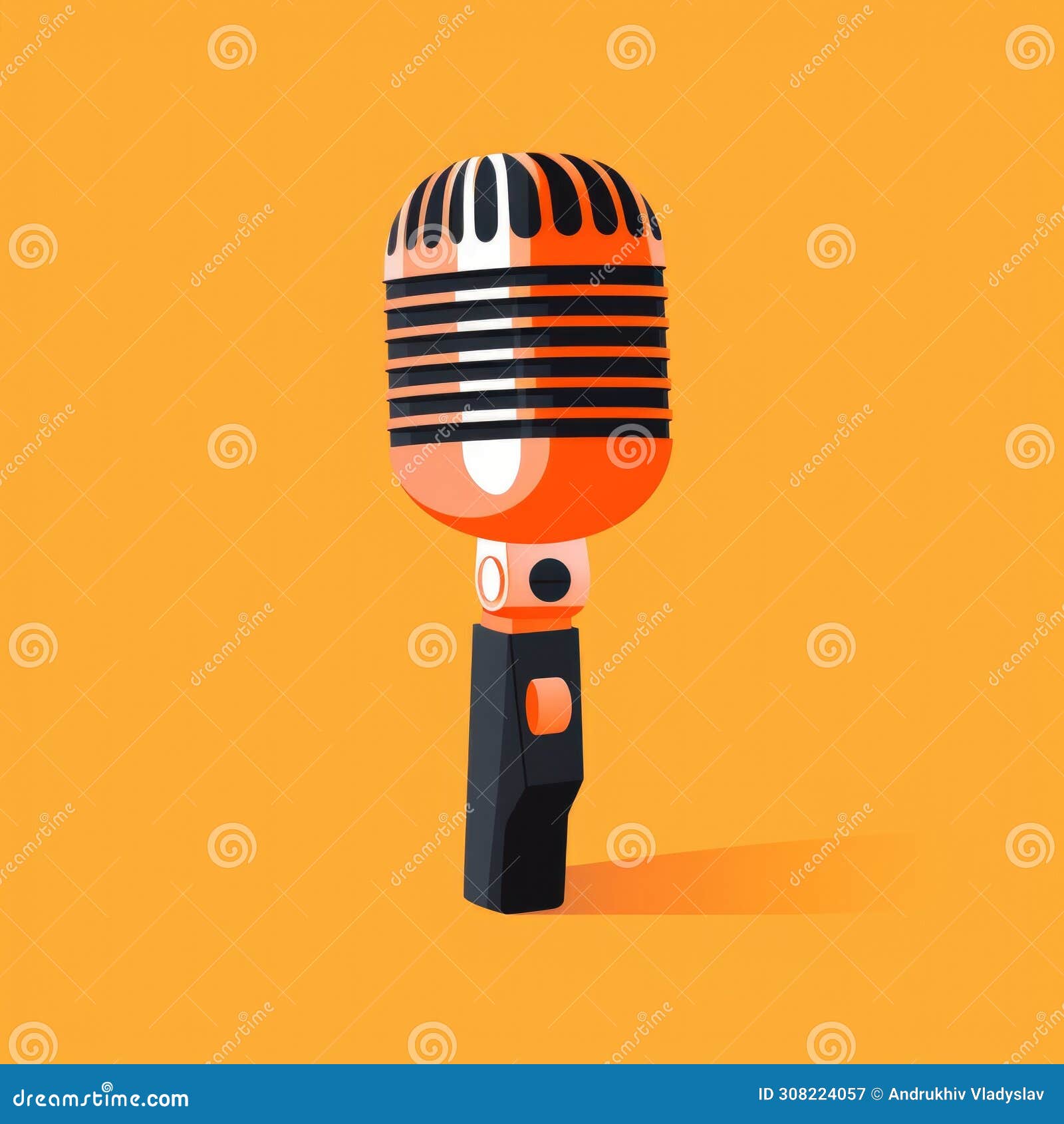 Flat Image of a Microphone on an Orange Background. Simple Vector Icon ...