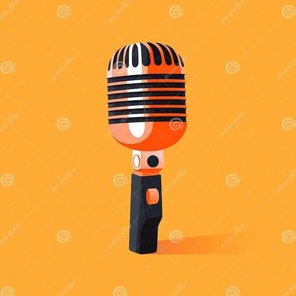 Flat Image of a Microphone on an Orange Background. Simple Vector Icon ...