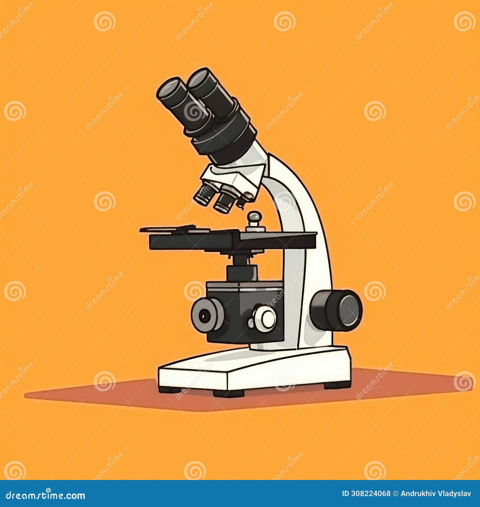 Flat Image of a Microscope on an Orange Background. Simple Vector Image ...