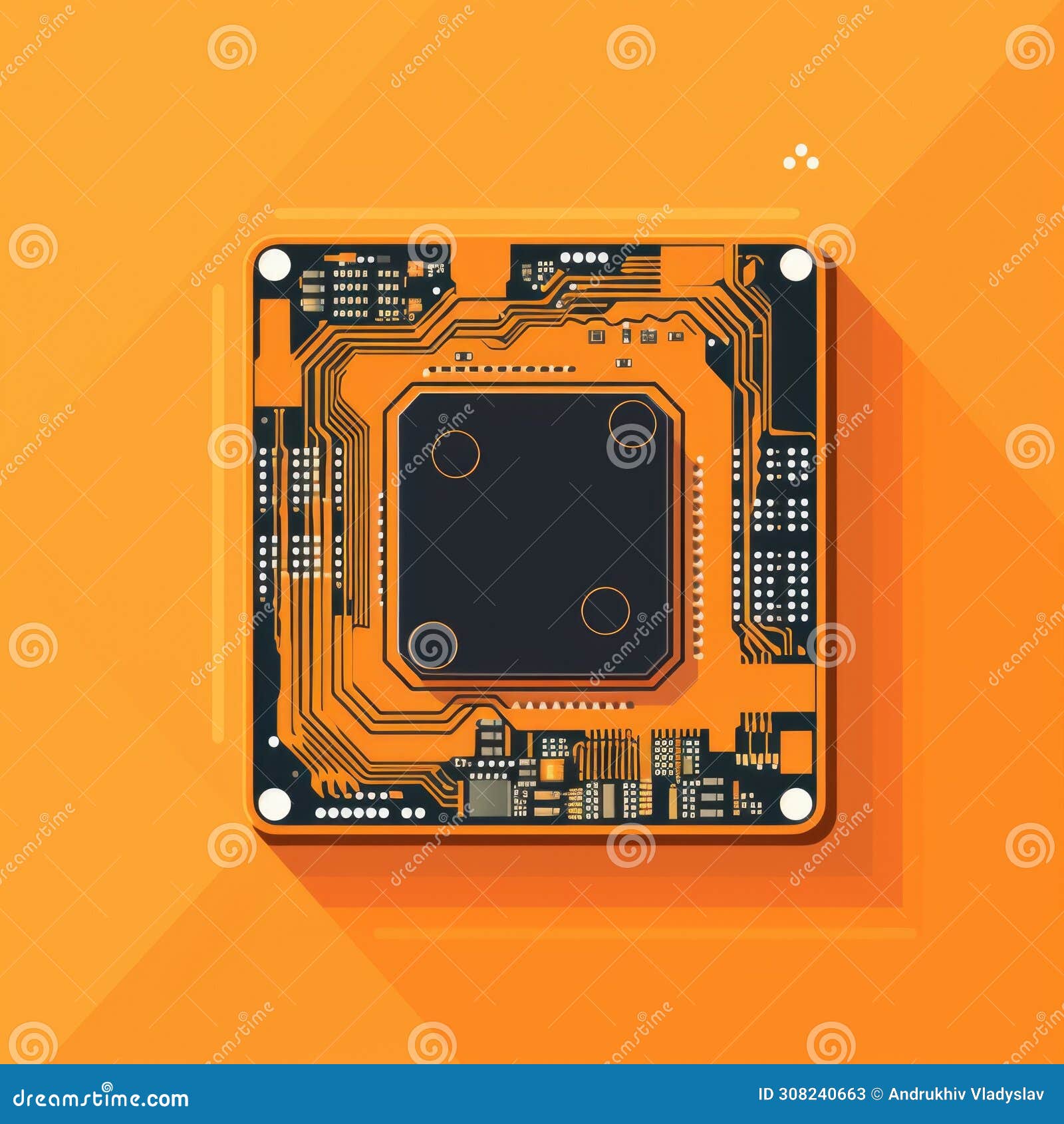 Flat Image of Motherboard on Orange Background. Simple Vector Icon of ...