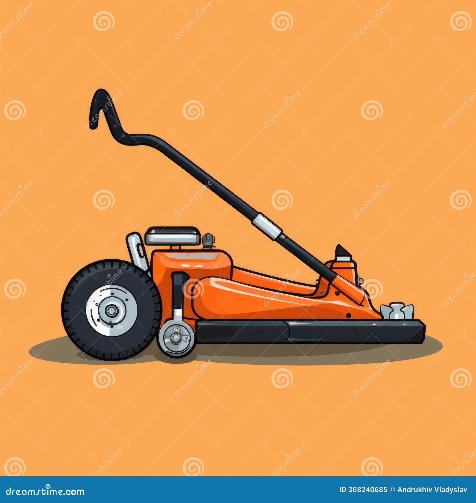 Flat Image of Motorized Brushcutter on Orange Background. Simple Vector ...
