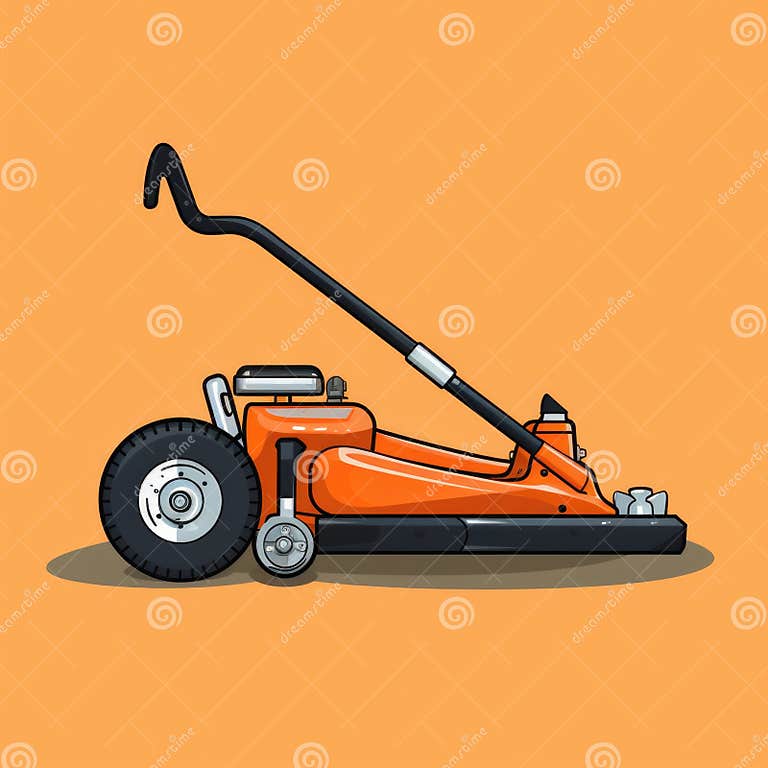Flat Image of Motorized Brushcutter on Orange Background. Simple Vector ...