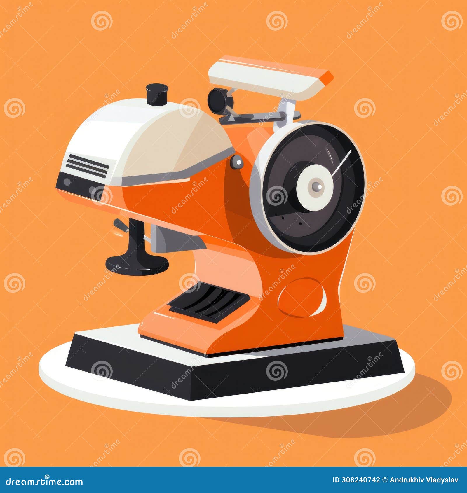 Flat Image of Polishing Machine on Orange Background. Simple Vector ...