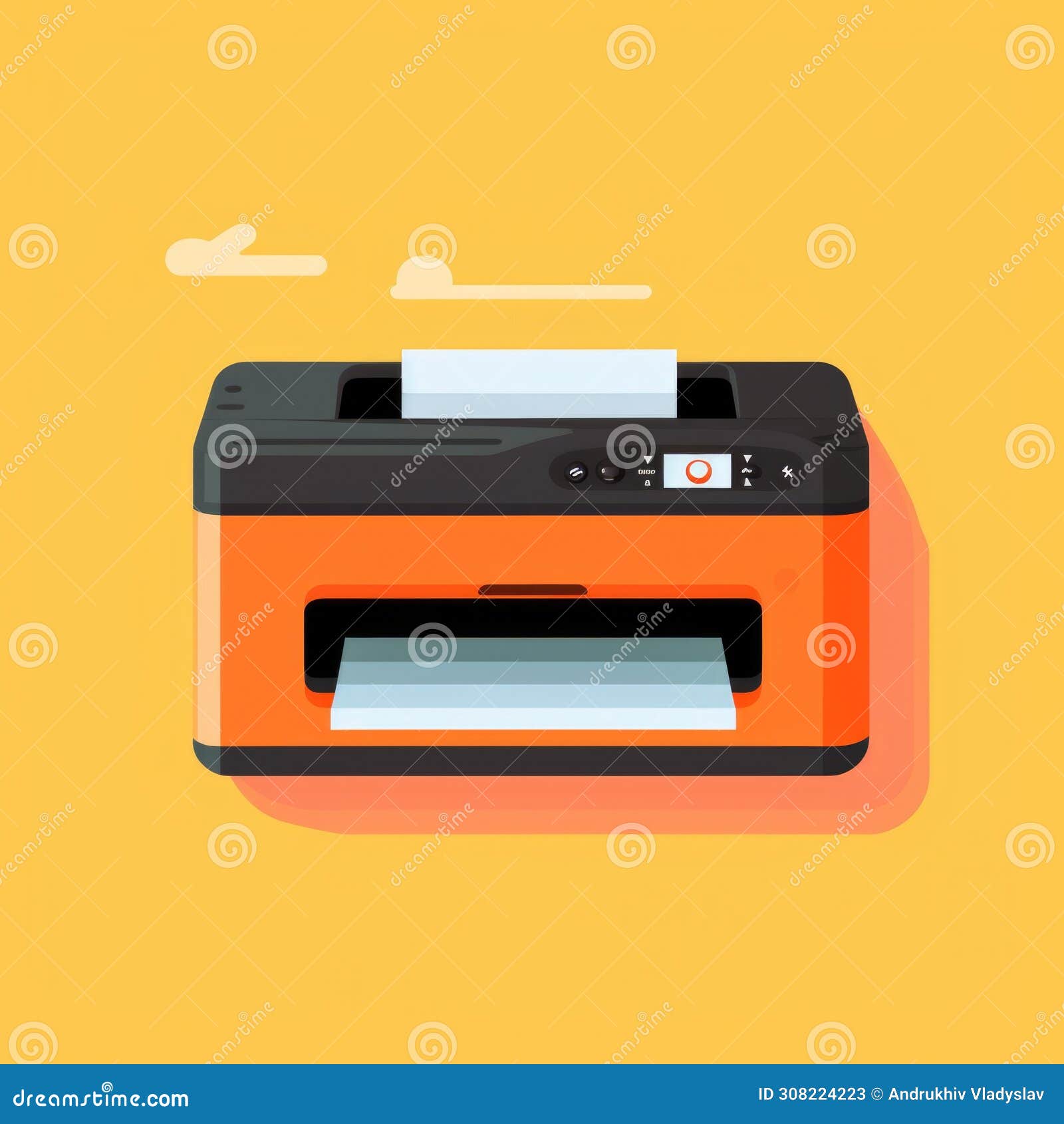 Flat Image of a Printer on an Orange Background. Simple Vector Icon of ...