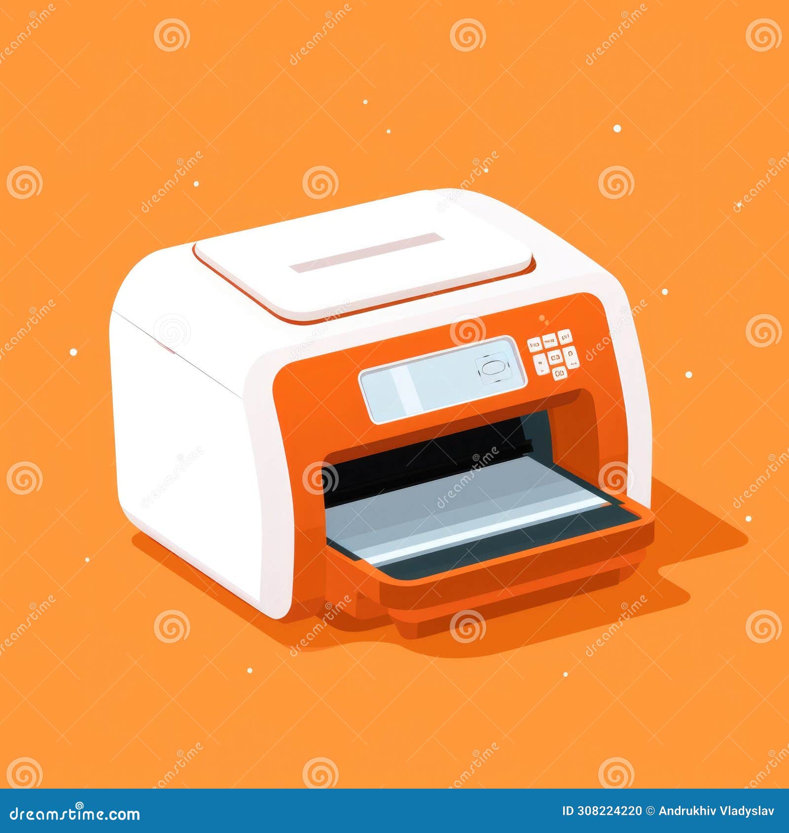 Flat Image of a Printer on an Orange Background. Simple Vector Icon of ...