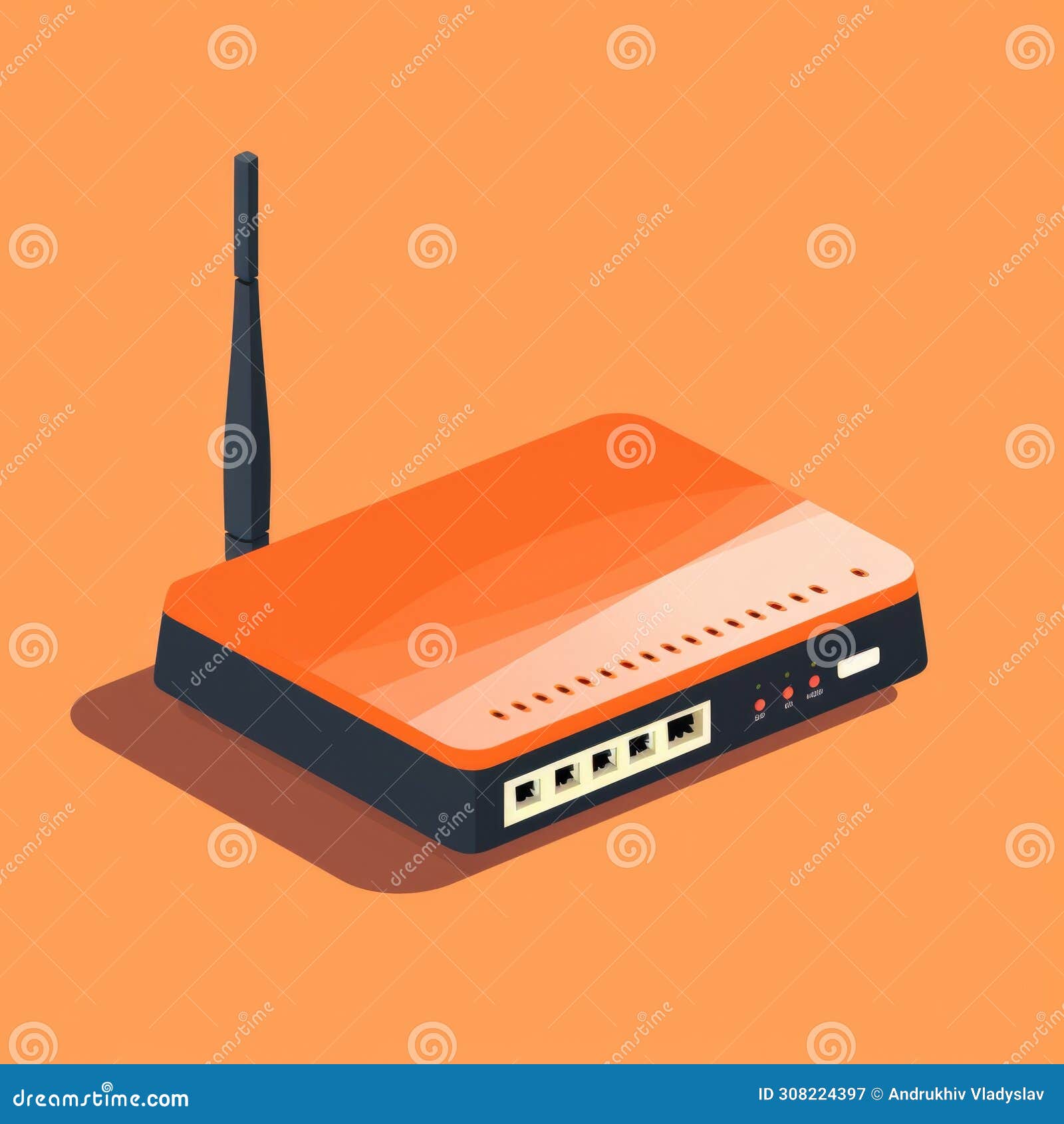 Flat Image of a Router on an Orange Background. Simple Vector Image of ...