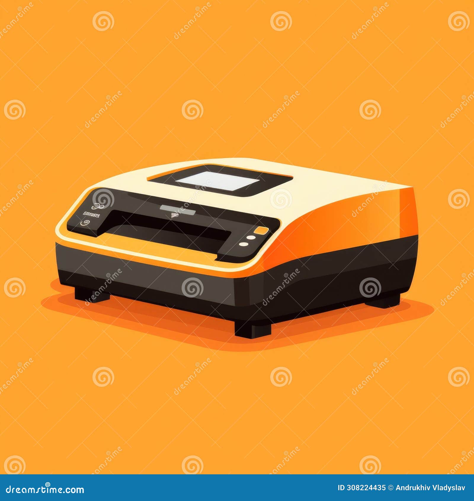 Flat Image of a Scanner on an Orange Background. Simple Vector Icon of ...